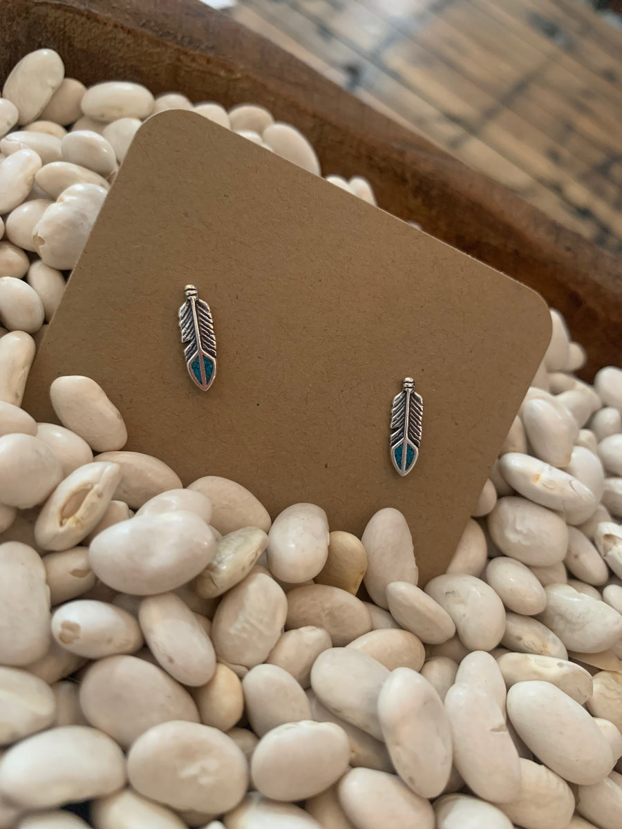 The Feather Inlay Studs – Punchy Vaquera
